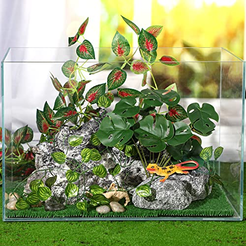 Luinabio 6 Pcs Reptile Plants for Terrarium Decor Reptile Tank Accessories Fake Hanging Plant Vines Artificial Leaves Plants Tank Habitat Decor for Bearded Dragon Lizard Snake Geckos Chameleon