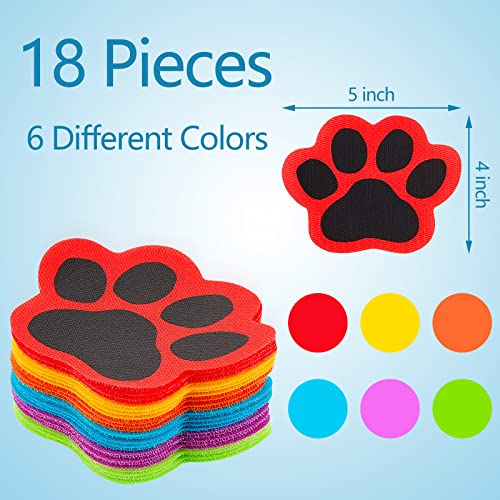 Outus Paws Carpet Markers Paw Prints Floor Markers Paw Carpet Dots for Classroom Home, 5 Inches(18 Pieces)