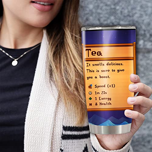 DOINB TIAN Insulated Tumbler Stardew With Lid Valley Tea Cool Stainless Steel Coffee Cup 20 Oz Vacuum Tumblers Travel Mug, White, 20, 30oz