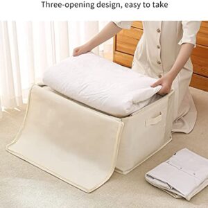 Vailando 3-Pack Large Canvas Comforter Storage Bags Closet Organizer for Clothes Sweater Clothes Organizer with Dual Zipper Three Carrying Handles for Blanket Closet Storage Container