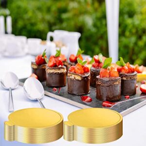 200 Pcs Mini Golden Cake Base, 3.5 Inch Cake Boards, Disposable Round Cake Board, Mousse Cake Boards, Dessert Displays Tray