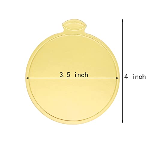 200 Pcs Mini Golden Cake Base, 3.5 Inch Cake Boards, Disposable Round Cake Board, Mousse Cake Boards, Dessert Displays Tray