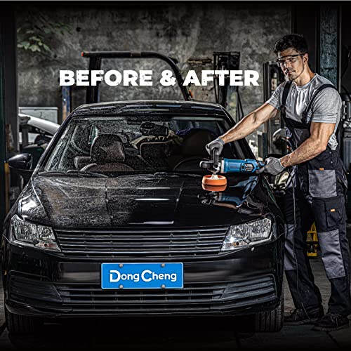 DongCheng Buffer Polisher, 1250W Car Buffer with 600-3500 RPM. 7 Inch Mini Polisher with 8 Variable Speed, Detachable D-shape Handle, Car Buffer Waxer for Car/Boats Detailing and Waxing