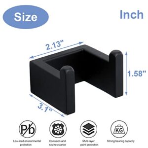 TocTen 2 Pack Bath Towel Hook, SUS 304 Stainless Steel Robe Hook, Square Hanger Wall Hook, Heavy Duty Bathroom Hook, Wall Mounted Coat Hook for Bathroom Kitchen Office (2.2 in, Matte Black)