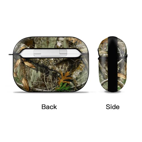 Compatible with Airpods Pro Case Cover 2019 - Autumn Hunting Tree Camo Pattern, Protective Case for Apple AirPod Charging with Keychain Shockproof for Girls Women Men - Black