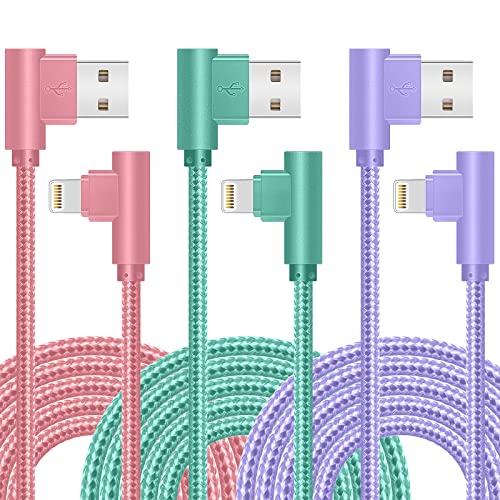 APFEN iPhone Charger, Apple MFi Certified 3Pack 6FT Lightning Cable, 90 Degree Fast Charging Cables Cord Compatible for 14/13 mini/13/12/11 Pro MAX/XR/XS/8/7/Plus/6S/SE/iPad