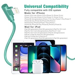 APFEN iPhone Charger, Apple MFi Certified 3Pack 6FT Lightning Cable, 90 Degree Fast Charging Cables Cord Compatible for 14/13 mini/13/12/11 Pro MAX/XR/XS/8/7/Plus/6S/SE/iPad