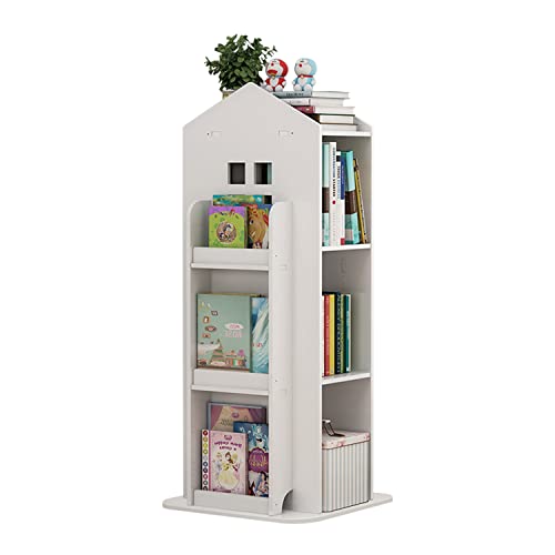 Nisorpa Rotating Bookshelf 360 Display Floor Standing Bookcase Spinning Shelf Storage Rack Freestanding Storage Organizer Holder Book Rack for Kids&Adults Multi-Functional Bookshelf Organizer