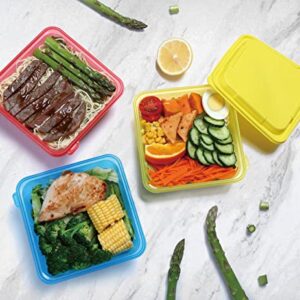 YUESING [30 Pack Bento Box Plastic Reusable Food Storage Containers with Lids Lunch Meal Prep Container for Food and Salad (26oz Square Freezer Container for Food) BPA Free Fridge Dishwasher Safe