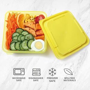 YUESING [30 Pack Bento Box Plastic Reusable Food Storage Containers with Lids Lunch Meal Prep Container for Food and Salad (26oz Square Freezer Container for Food) BPA Free Fridge Dishwasher Safe