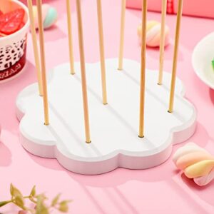 2 Pack Cake Pop Stand Lollipop Holder 9 Hole Thicken Wood Display Cake Pop Holder White Candy Lollipop Stand for Wedding Baby Shower Birthday Party