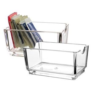 sizikato 2pcs clear acrylic sugar packet holder square tea bag bowl, 4.3 inches