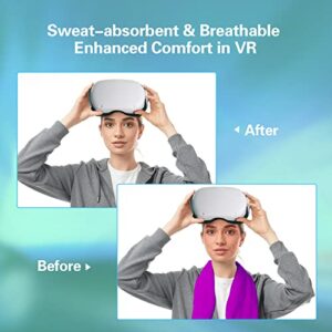 VR Face Cover, SEVENKA Breathable VR Mask for Meta Oculus Quest 2 Workout Supernatural, Compatible with Virtual Reality Headsets Oculus Quest 2, Reusable & Sweat Absorbing & Defogging & Washable(3pcs)