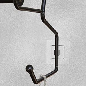 Elbourn Adjustable Over The Door Triple Towel Rack with Hooks, Towel Bar Hanger for Bathroom, Black