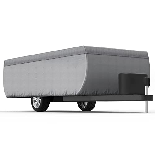 XGear Outdoors 6 Layers Pop Up Folding Camper Cover RV Covers, Fits 12' - 14' Trailer Camper, Grey