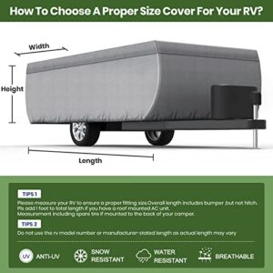 XGear Outdoors 6 Layers Pop Up Folding Camper Cover RV Covers, Fits 12' - 14' Trailer Camper, Grey