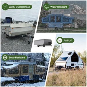 XGear Outdoors 6 Layers Pop Up Folding Camper Cover RV Covers, Fits 12' - 14' Trailer Camper, Grey