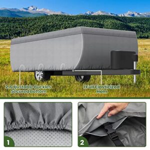 XGear Outdoors 6 Layers Pop Up Folding Camper Cover RV Covers, Fits 12' - 14' Trailer Camper, Grey