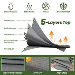 XGear Outdoors 6 Layers Pop Up Folding Camper Cover RV Covers, Fits 12' - 14' Trailer Camper, Grey