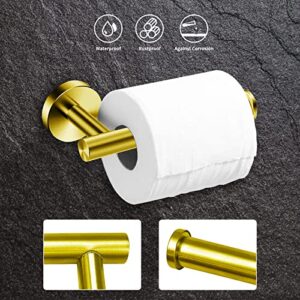 Chihod Bathroom Hardware Set: Brushed Gold Towel Bar - Stainless Steel Toilet Paper Holder - Oval Towel Ring - Robe Towel Hooks - Wall Mounted Towel Rack Set - 8 Pieces Bathroom Accessory Set