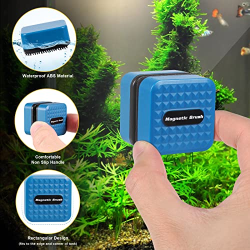 Learay Magnetic Aquarium Algae Scraper, Fish Tank Glass Cleaner Brush, Floating Algae Magnet Cleaning Tool Scrubber Brush Algae Remover for Aquarium Scrubber Brush with Non-Slip Handle(Mini)