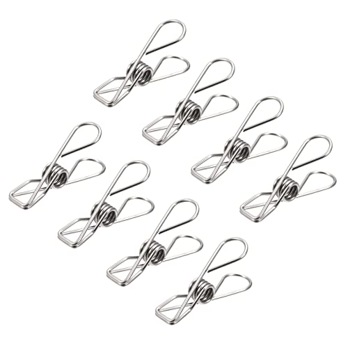 uxcell Tablecloth Clips - 50mm Stainless Steel Wire Clamps for Fixing Table Cloth Hanging Clothes, 24 Pcs