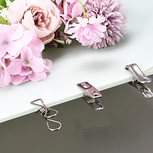 uxcell Tablecloth Clips - 50mm Stainless Steel Wire Clamps for Fixing Table Cloth Hanging Clothes, 24 Pcs