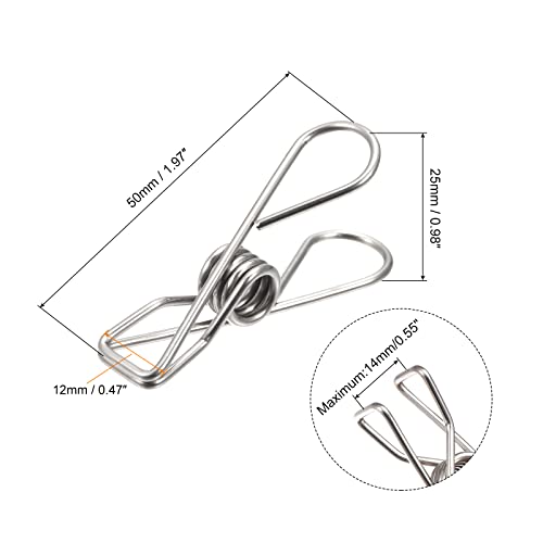 uxcell Tablecloth Clips - 50mm Stainless Steel Wire Clamps for Fixing Table Cloth Hanging Clothes, 24 Pcs