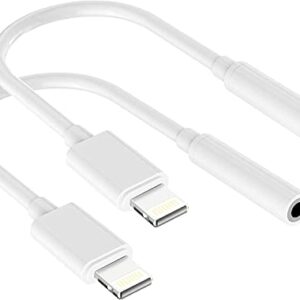 Lightning to 3.5mm Adapter, 2 Pack [Apple MFi Certified] iPhone Headphone Adapter Lightning to 3.5mm Audio Aux Jack Adapter Dongle Cable Converter Compatible with 14 13 12 11 XR XS X 8 7 iPad iPod