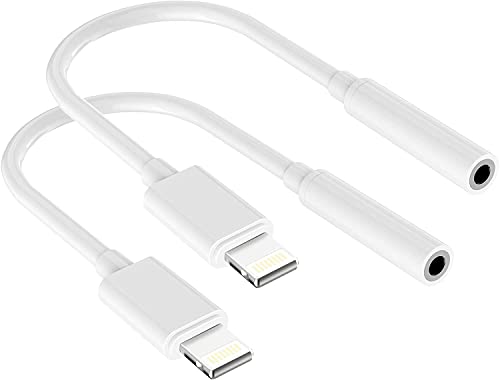 Lightning to 3.5mm Adapter, 2 Pack [Apple MFi Certified] iPhone Headphone Adapter Lightning to 3.5mm Audio Aux Jack Adapter Dongle Cable Converter Compatible with 14 13 12 11 XR XS X 8 7 iPad iPod