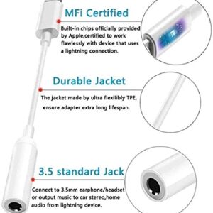 Lightning to 3.5mm Adapter, 2 Pack [Apple MFi Certified] iPhone Headphone Adapter Lightning to 3.5mm Audio Aux Jack Adapter Dongle Cable Converter Compatible with 14 13 12 11 XR XS X 8 7 iPad iPod