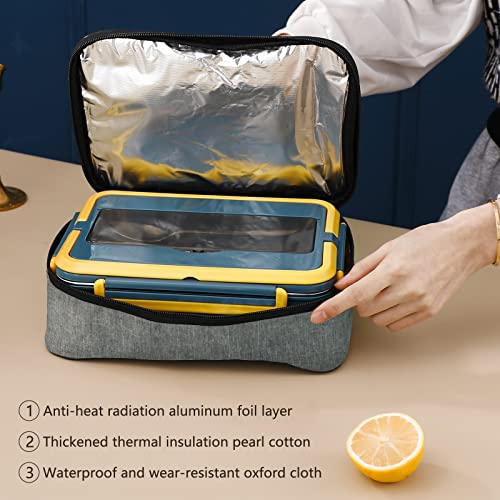 MDHAND Heated Lunch Boxes For Adults, Electric Lunch Box Food Heater, 3 In 1 Food Warmer Lunch Box 110V/12V/24V for Car and Track, 304 Stainless Steel Lunch Box Container, 60W Faster Heating Lunch Box