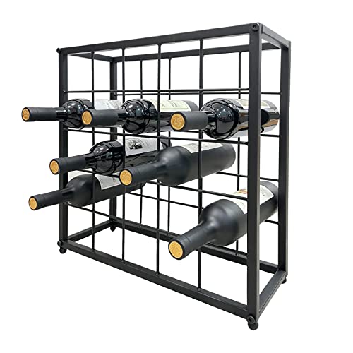 OFILLES 25 Bottles Black Metal Wine Racks, Tabletop Freestanding Wine Bottle Holder, Countertop Wine Rack for Wine Bottle Storage, Pantry, Kitchen, Bar, Cellar,Basement.