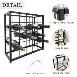 OFILLES 25 Bottles Black Metal Wine Racks, Tabletop Freestanding Wine Bottle Holder, Countertop Wine Rack for Wine Bottle Storage, Pantry, Kitchen, Bar, Cellar,Basement.