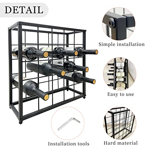 OFILLES 25 Bottles Black Metal Wine Racks, Tabletop Freestanding Wine Bottle Holder, Countertop Wine Rack for Wine Bottle Storage, Pantry, Kitchen, Bar, Cellar,Basement.