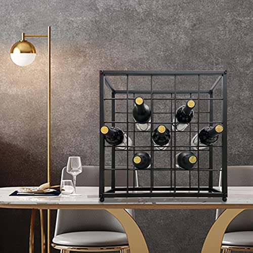 OFILLES 25 Bottles Black Metal Wine Racks, Tabletop Freestanding Wine Bottle Holder, Countertop Wine Rack for Wine Bottle Storage, Pantry, Kitchen, Bar, Cellar,Basement.