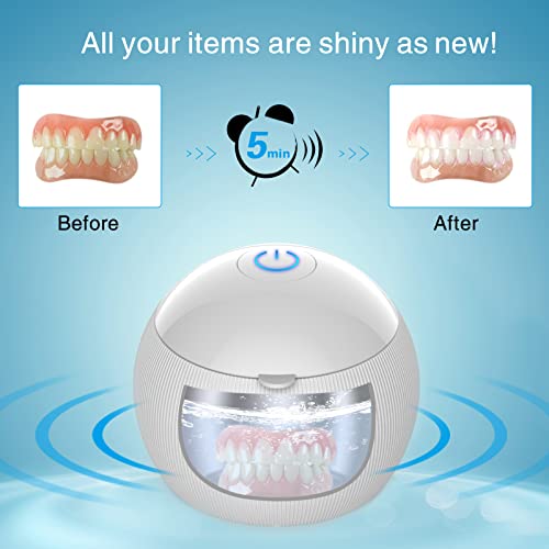 Voraiya® Ultrasonic Cleaner UV for Dentures, Aligner, Retainer, Whitening Trays, Night Dental Mouth Guard, Toothbrush Head, Ultrasonic Cleaner Machine for all dental Appliances, Jewelry, Diamonds