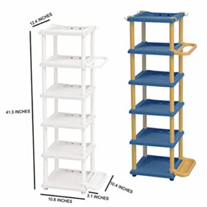 yeavs Plastic Shoe Rack Free Standing, Shoe Shelf with Umbrella Stand, Shoe Storage Organizer for Entryway, Closet, Living Room, Office (Yellow Blue, 6 Tier)