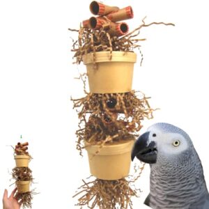 bonka bird toys 3867 duo money pot medium large bird toy treat box foraging paper chew coin tube shred african grey amazon conures and other similar birds