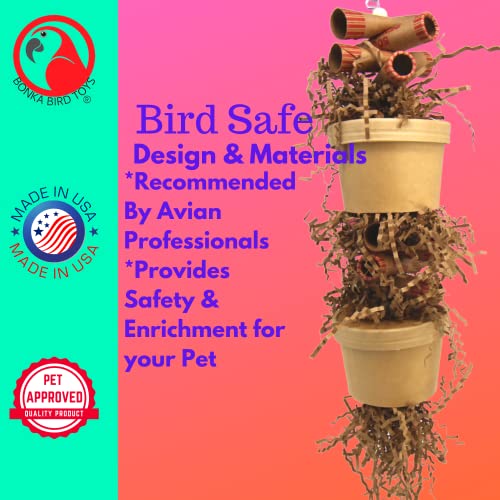 Bonka Bird Toys 3867 Duo Money Pot Medium Large Bird Toy Treat Box Foraging Paper Chew Coin Tube Shred African Grey Amazon Conures and Other Similar Birds