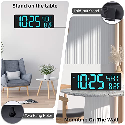 TXL Digital Wall Clock Large Display, 16.5" LED Wall Clock with Date and Temperature,Count Up/Down Timer Clock with Remote Control, Adjustable Brightness Alarm Clock for Home, Office, Gym, Elderly