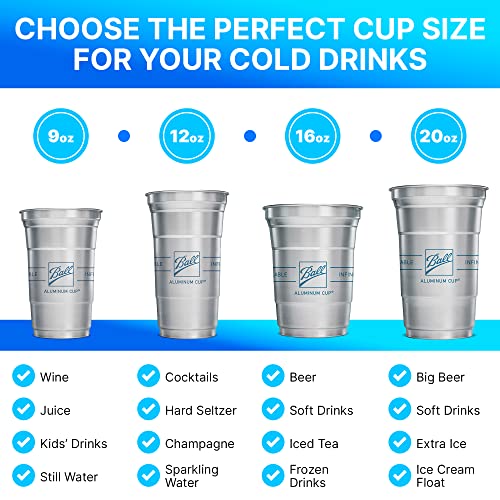 Ball Aluminum Cup Recyclable Party Cups, 16 oz. Cup, 30 Cups Per Pack