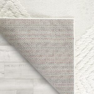 Antep Rugs Palafito 5x7 Geometric Shag Diamond High-Low Pile Textured Indoor Area Rug (White, 5'3" x 7'6")