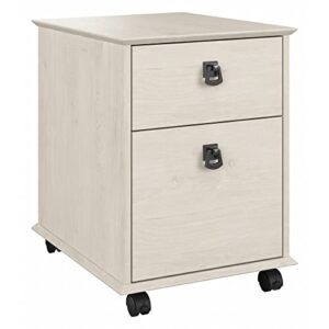 bush furniture homestead farmhouse mobile file cabinet, linen white oak