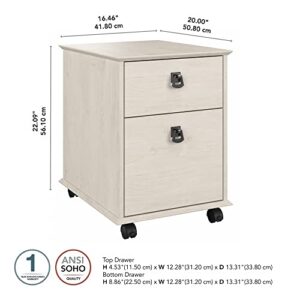 Bush Furniture Homestead Farmhouse Mobile File Cabinet, Linen White Oak