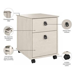 Bush Furniture Homestead Farmhouse Mobile File Cabinet, Linen White Oak