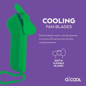 Battery Powered Pocket Sized Fan With Carabiner, Green