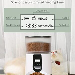 Automatic Cat Feeders, 4L Pet Food Dispenser with Programmable Timer, Dry Food Meal Portion Size Control, Pet Food Feeder for Small & Medium Cats Dogs, Desiccant Bag, Voice Recorder