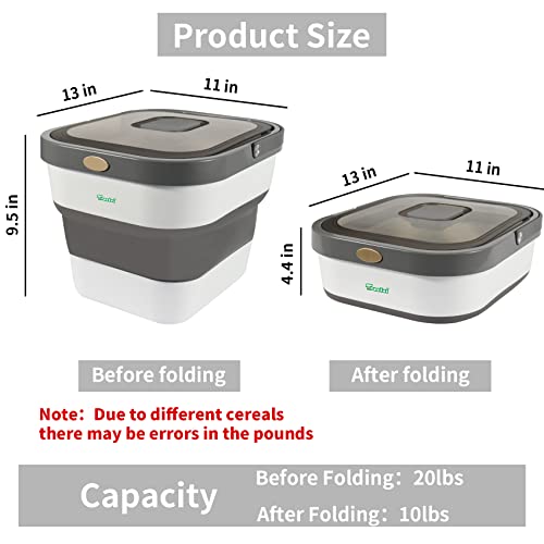 Treetoi Rice Storage Container Dog Food Storage Container 20 Lbs Rice Dispenser Collapsible Food Storage Bin with Airtight Locking Lid