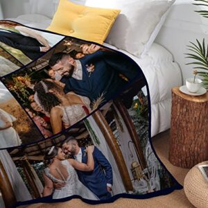 JIYEPOPO Custom Blanket with Photos and Text, Personalized Throw Blanket with Picture Collage, Customized Flannel Blankets for Wife Husband Mom Anniversary Wedding Pet Loss Memorial Gifts 60x80 Inch